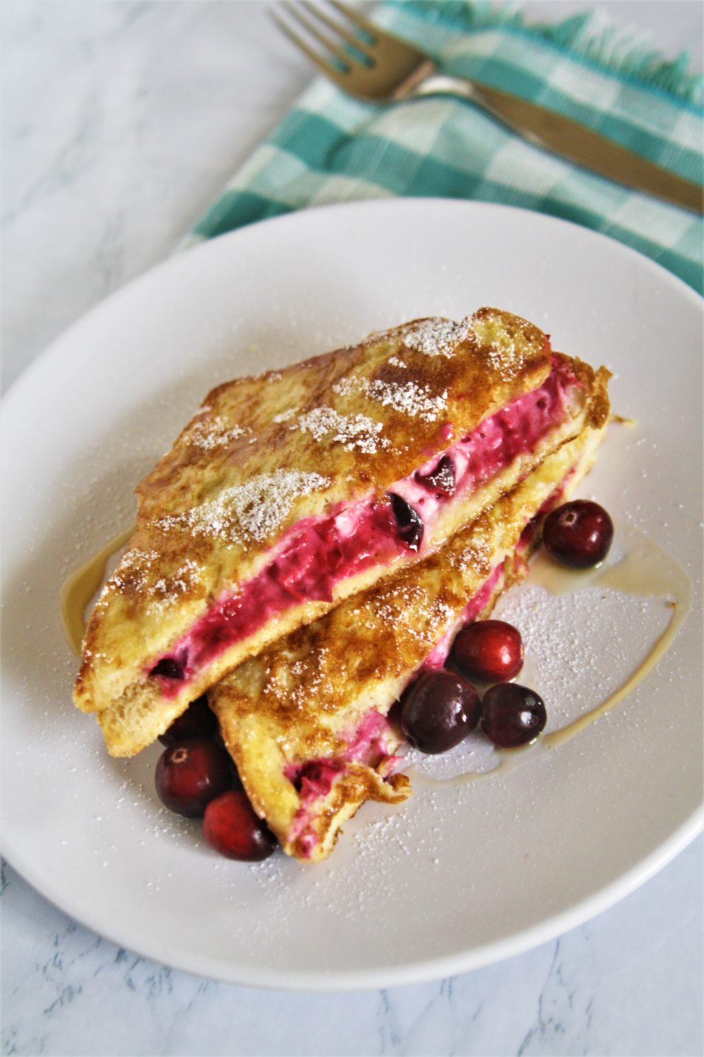 Cranberry Cream Cheese Stuffed French Toast - The Tasty Bite
